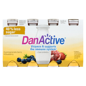 DanActive Drinkable Probiotic 1.5% Yogurt Blueberry Pomegranate Berry 8 ...