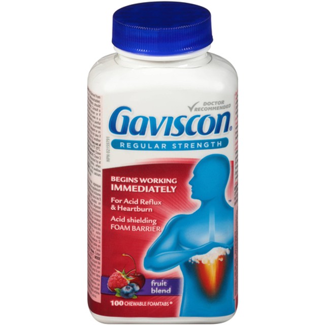 Gaviscon Antacid Regular Strength Chewable Tablets Fruit Blend 100 ...