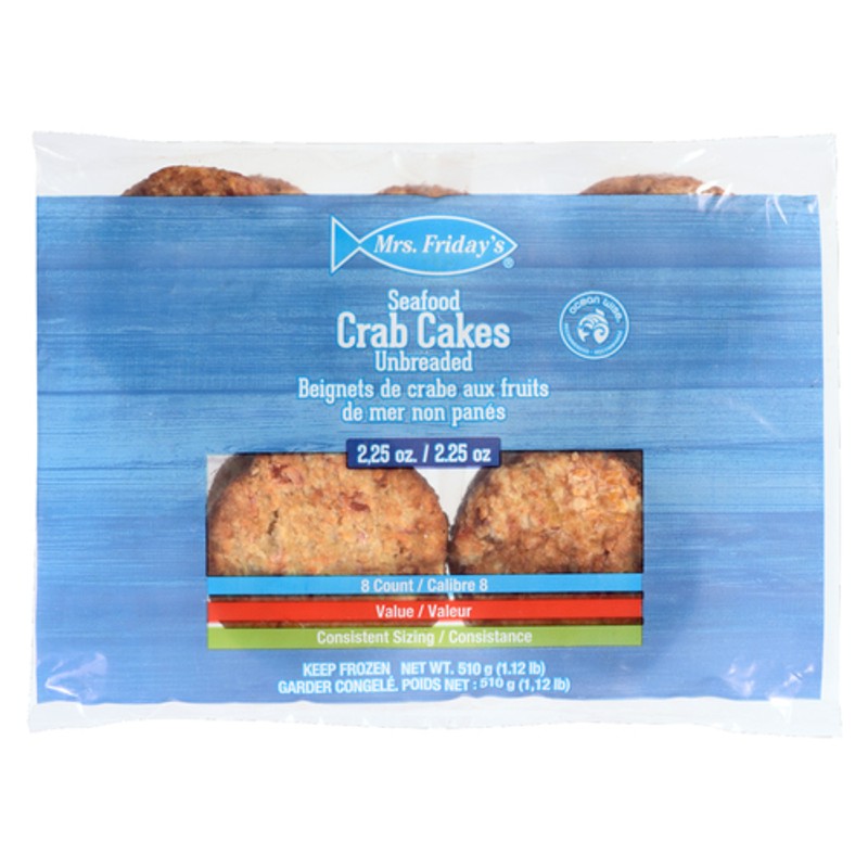 Mrs Friday's Crab Cake Frozen Seafood 8 Count 510 g - Voilà Online ...