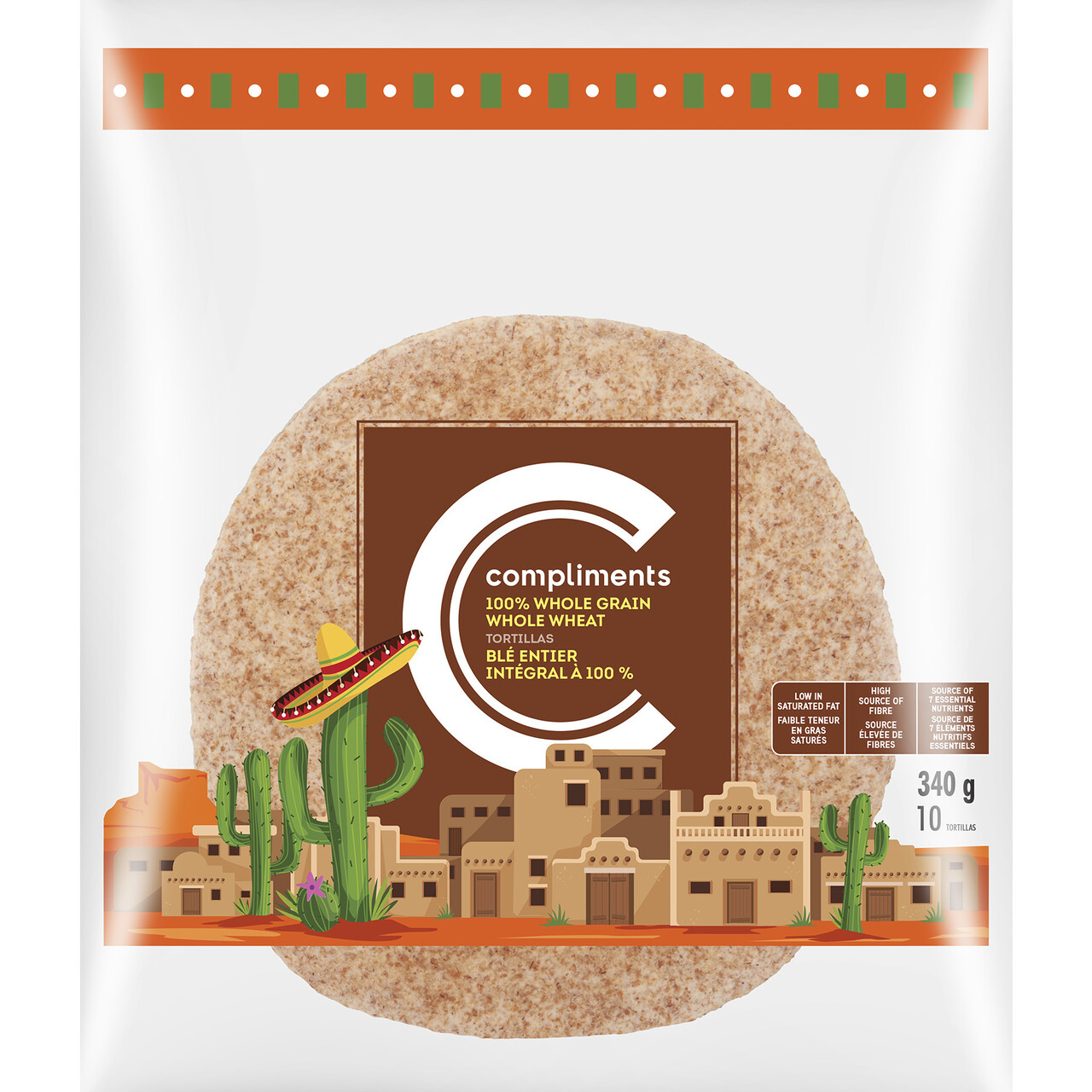 Compliments Tortillas Whole Grain Wheat Flour 7-Inch 340 g - Voilà ...