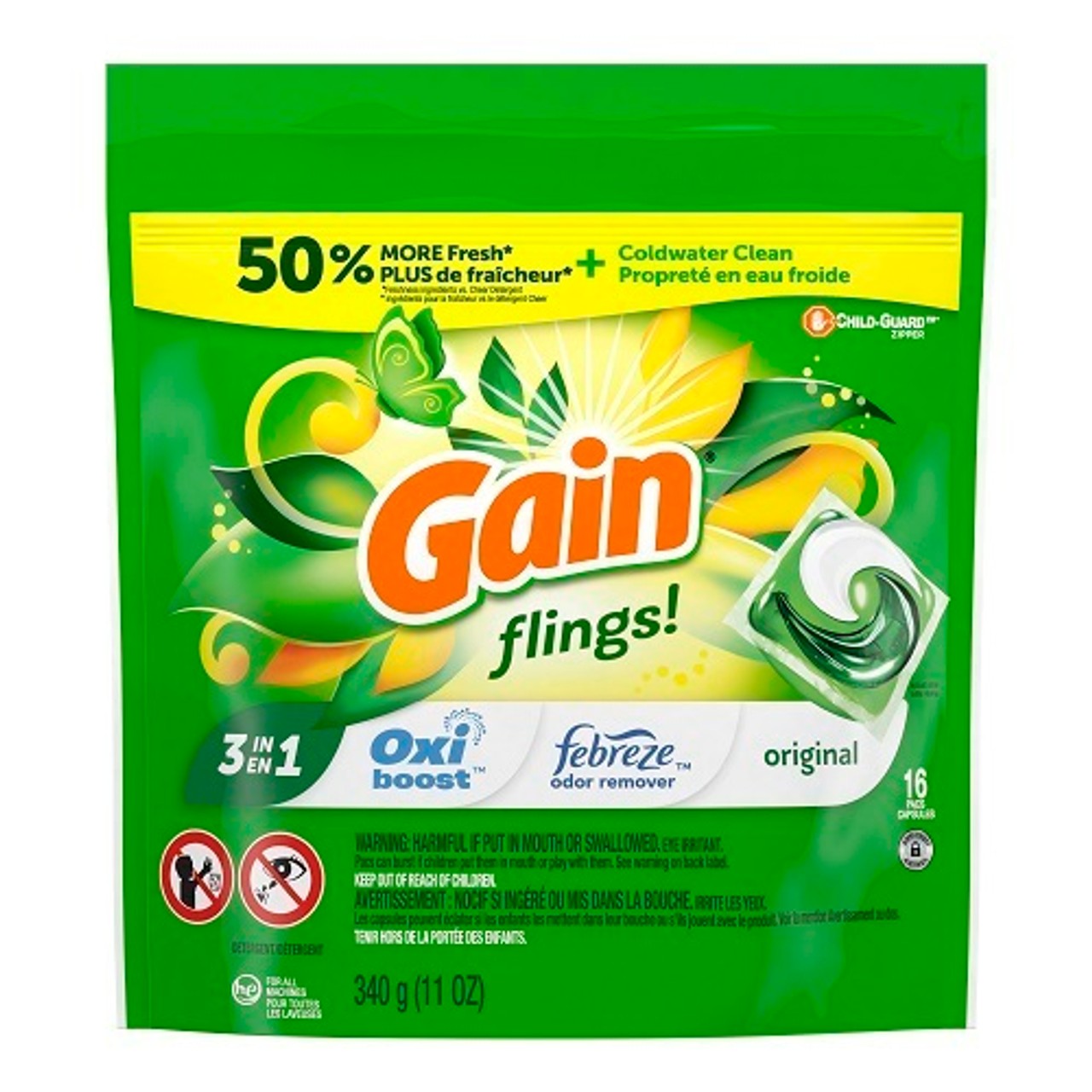 Gain Flings Laundry Pods Original 10 Pods 340 g - Voilà Online ...