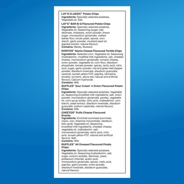 Frito Lay Chips Mega Size Variety Pack Classic Mix 42 x 28 g - Voilà ...