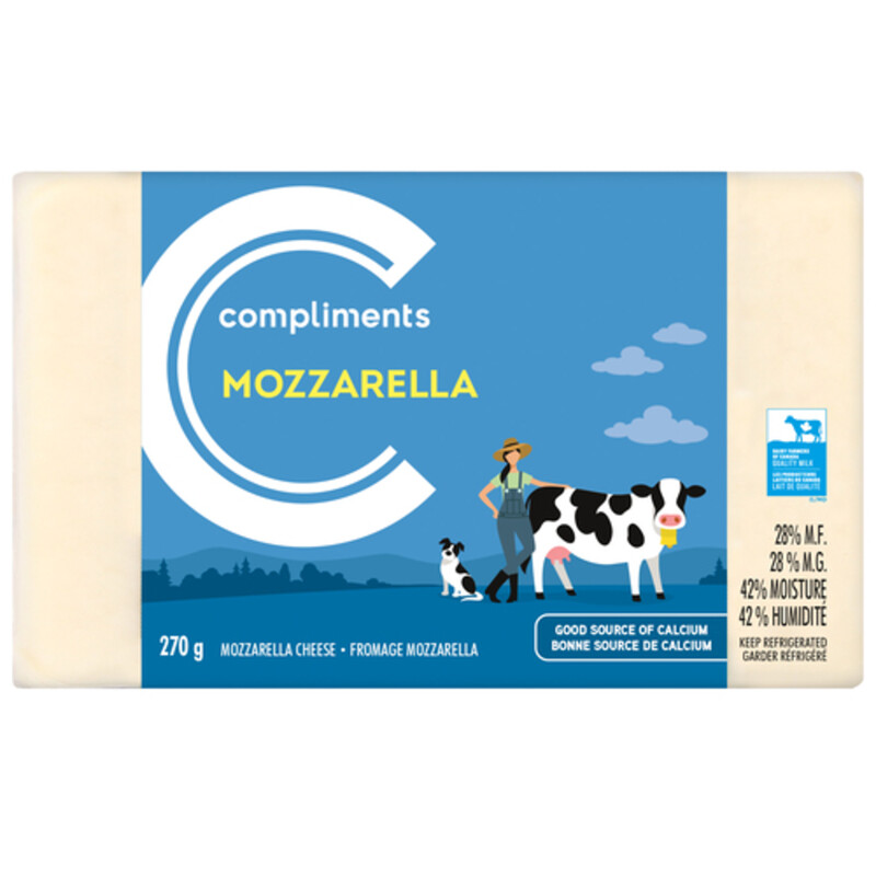 Compliments Cheese Mozzarella Block 270 g - Voilà Online Groceries & Offers