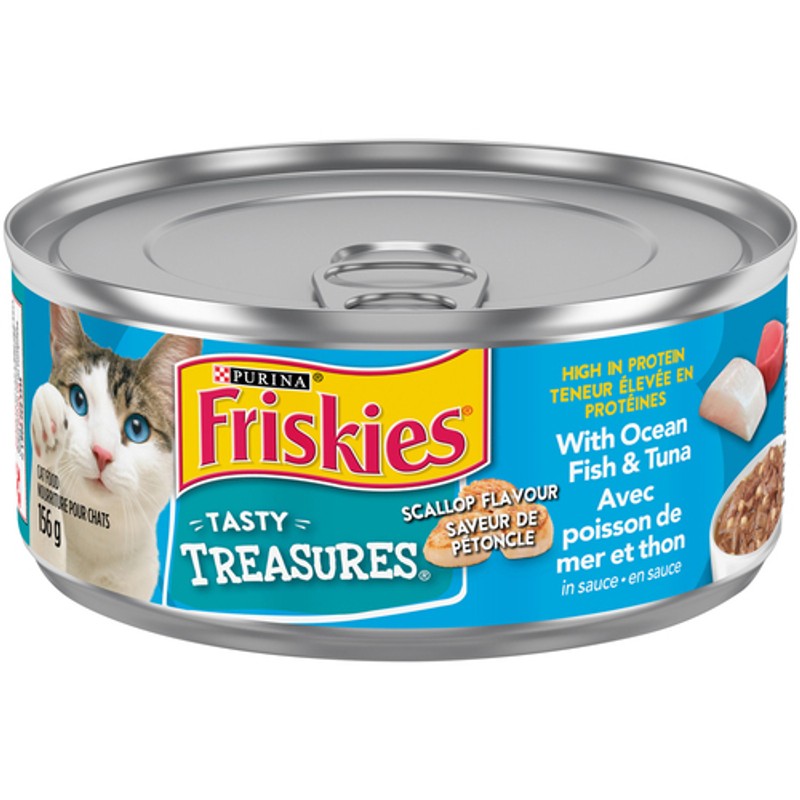 Friskies Tasty Treasures Wet Cat Food Ocean Fish and Tuna in Sauce 156 ...