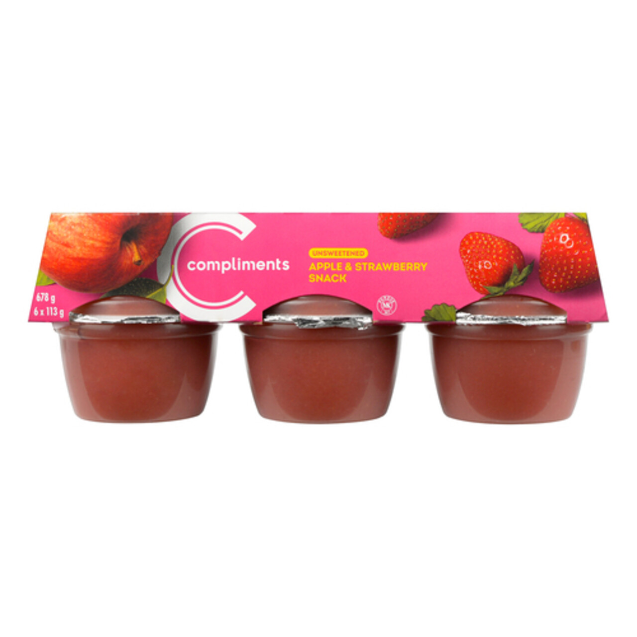 Compliments Snack Cups Unsweetened Apple & Strawberry 6 x 113 g - Voilà ...