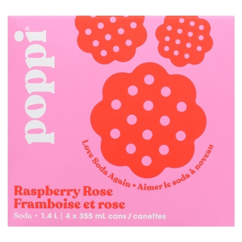 Poppi Soda Raspberry Rose 4 x 355 ml (cans) - Voilà Online Groceries ...