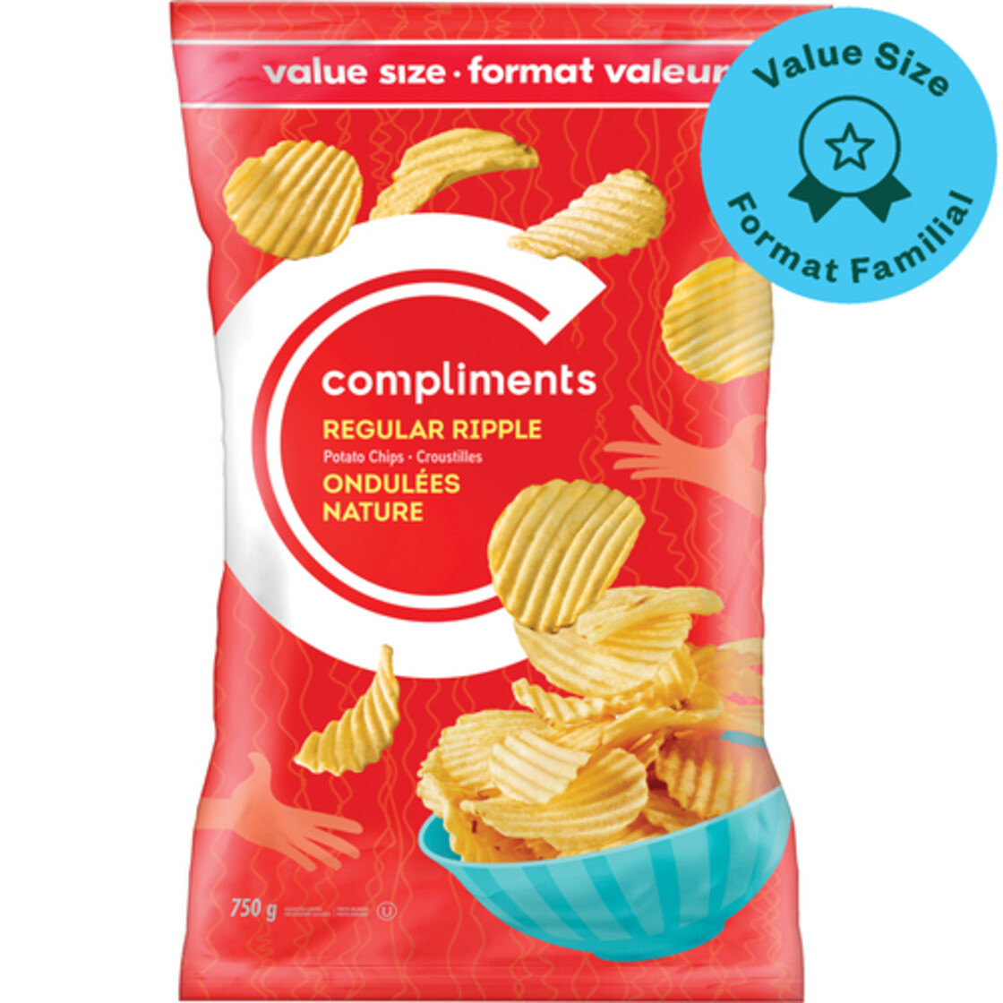 Compliments Potato Chips Ripple Regular 750 g - Voilà Online Groceries ...