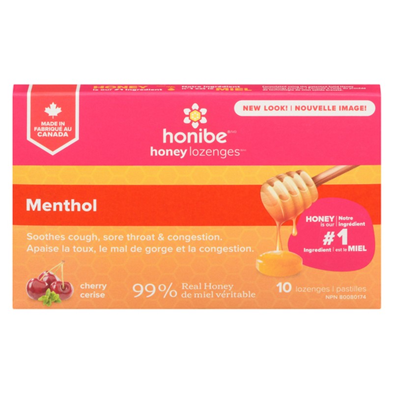 Honibe Honey Lozenges Menthol Cherry 10 Count - Voilà Online Groceries ...