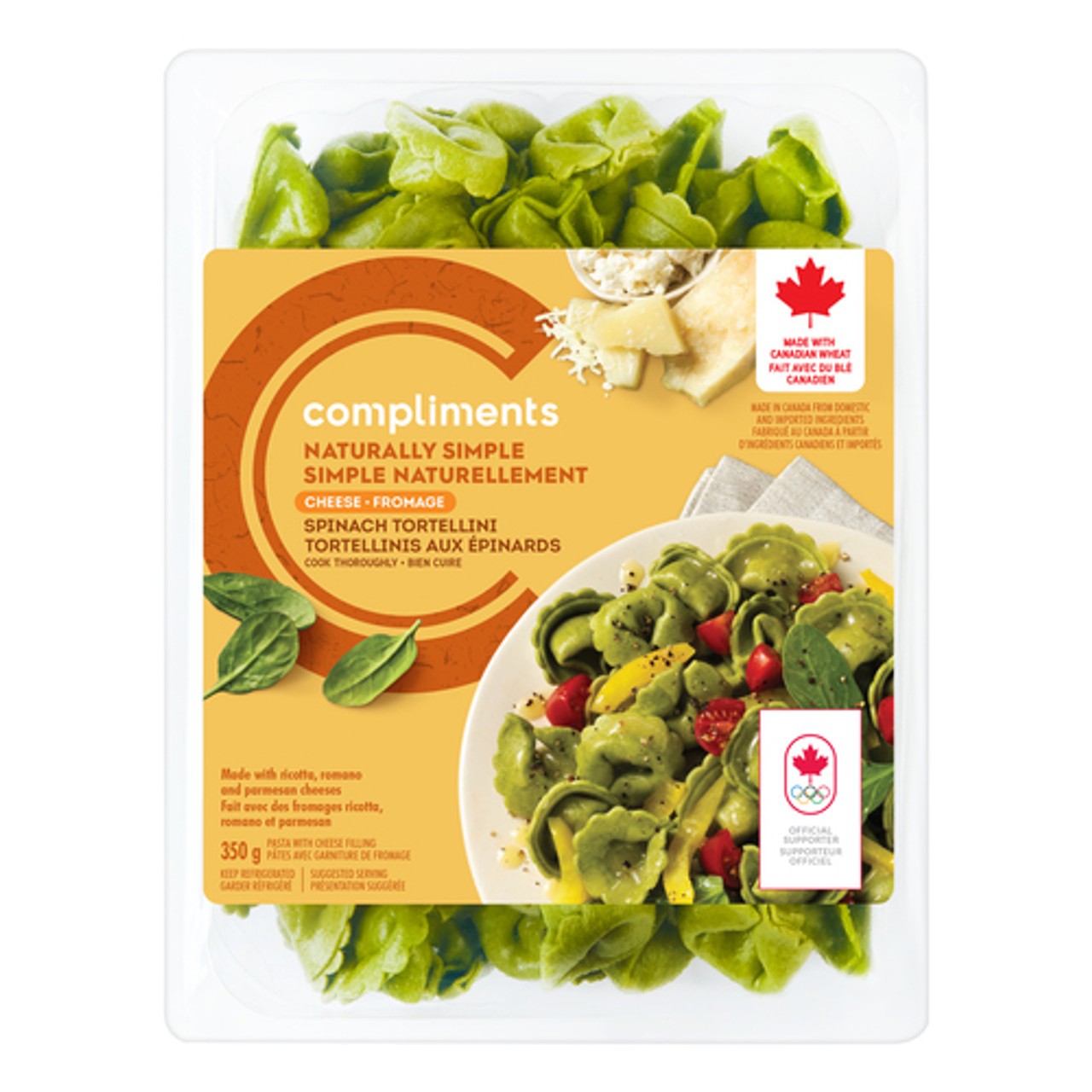 Compliments Pasta Naturally Simple Cheese Filled Spinach Tortellini 350 ...