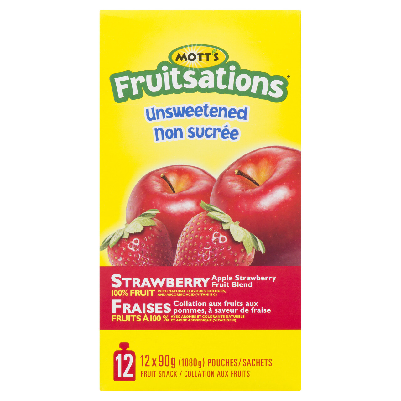 Mott's Fruitsations Unsweetened Fruit Snack Strawberry Pouches 12 x 90 ...