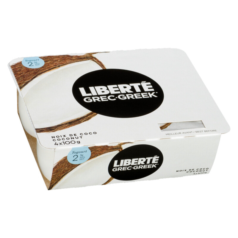 Liberté 2% Greek Yogurt Coconut 4 x 100 g - Voilà Online Groceries & Offers