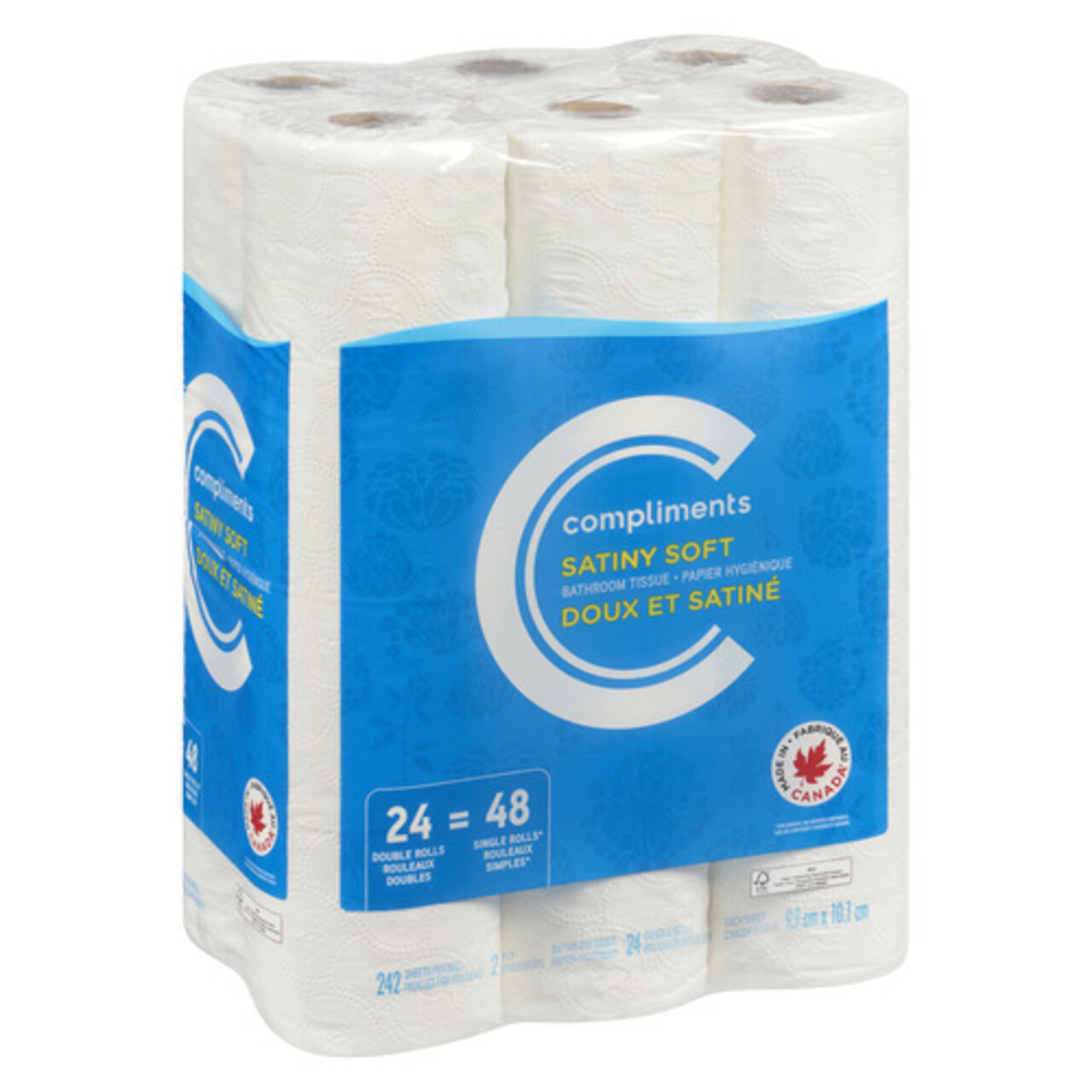 Compliments Toilet Paper Satiny Soft 2-Ply 24 Rolls x 242 Sheets ...