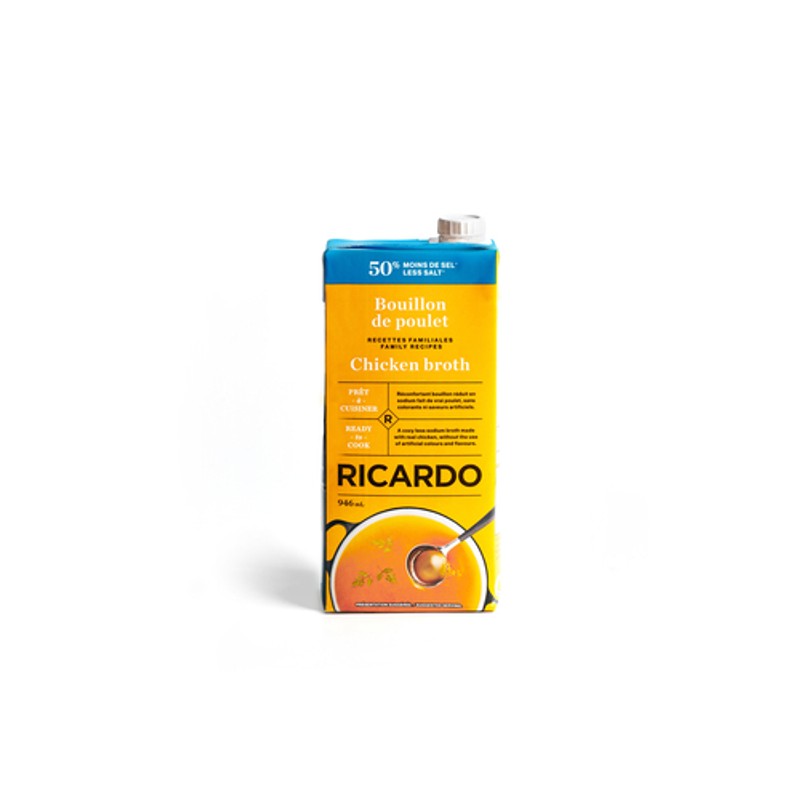 RICARDO Chicken Broth 50% Less Sodium 946 ml - Voilà Online Groceries ...