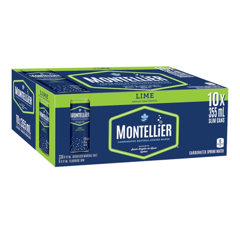 Montellier Carbonated Natural Spring Water Lime 10 x 355 ml (cans ...