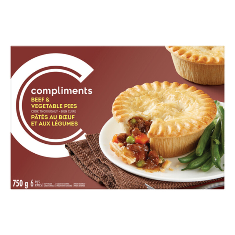 Compliments Frozen Pot Pie Beef & Vegetable 750 g - Voilà Online ...