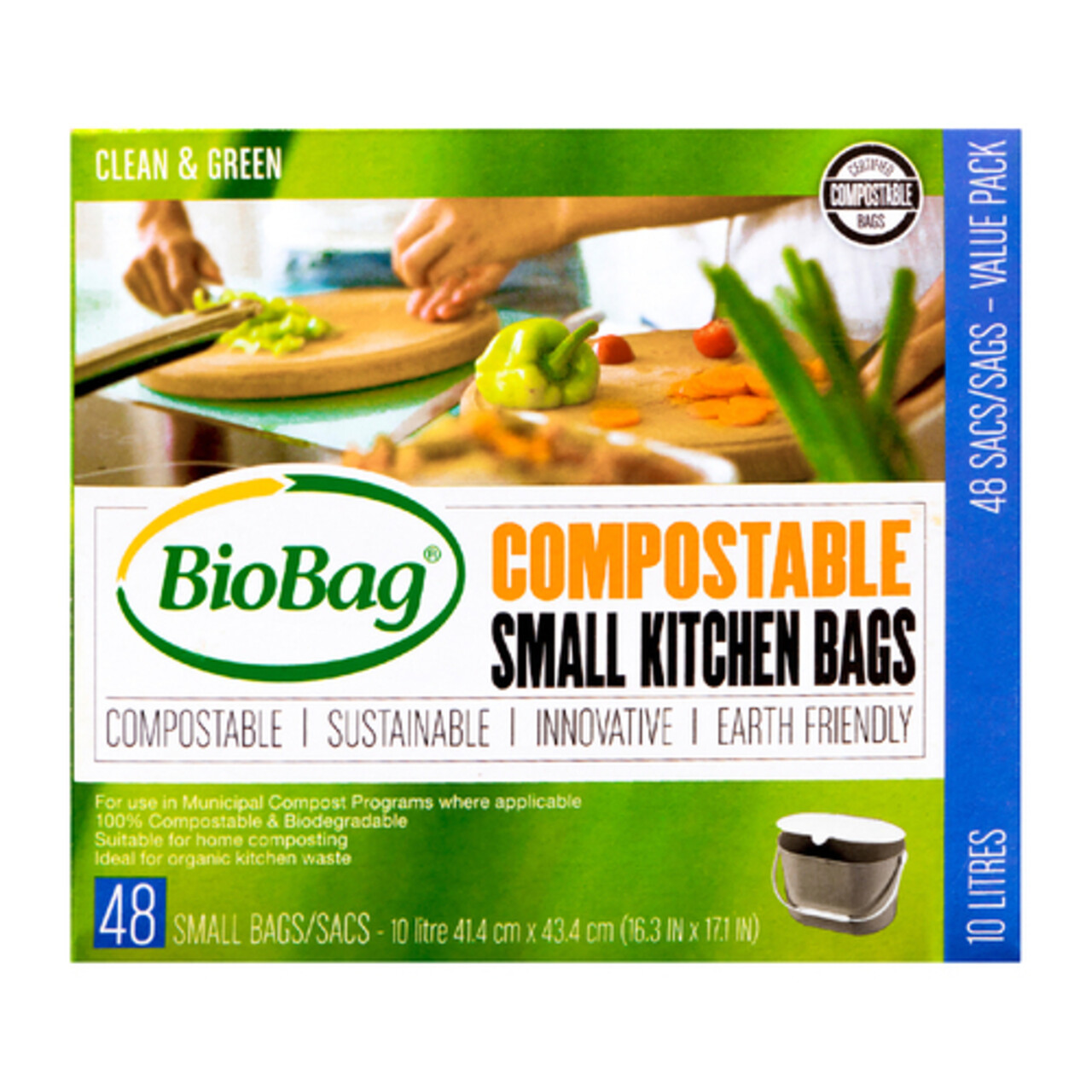 BioBag Compostable Kitchen Garbage Bag Small 48 Bags - Voilà Online ...