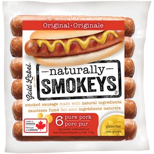 Gold Label Naturally Smokeys Gluten-Free Sausage Pure Pork Original 375 ...