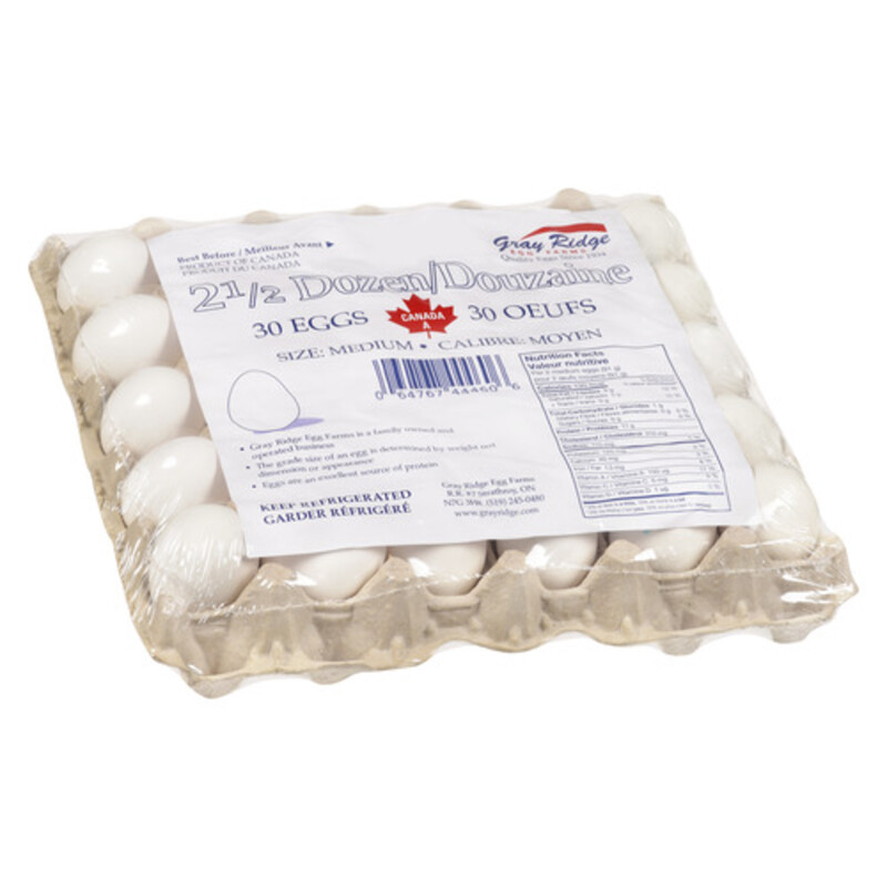 Gray Ridge Egg Farms White Eggs Tray Grade A Medium 30 Count - Voilà ...
