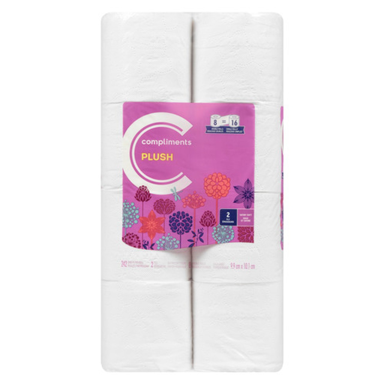Compliments Bathroom Tissue Plush 2-Ply 8 Rolls x 242 Sheets - Voilà ...