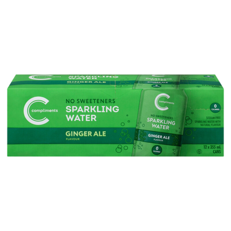 Compliments Sparkling Water Ginger Ale 12 x 355 ml (cans) - Voilà Online Groceries & Offers