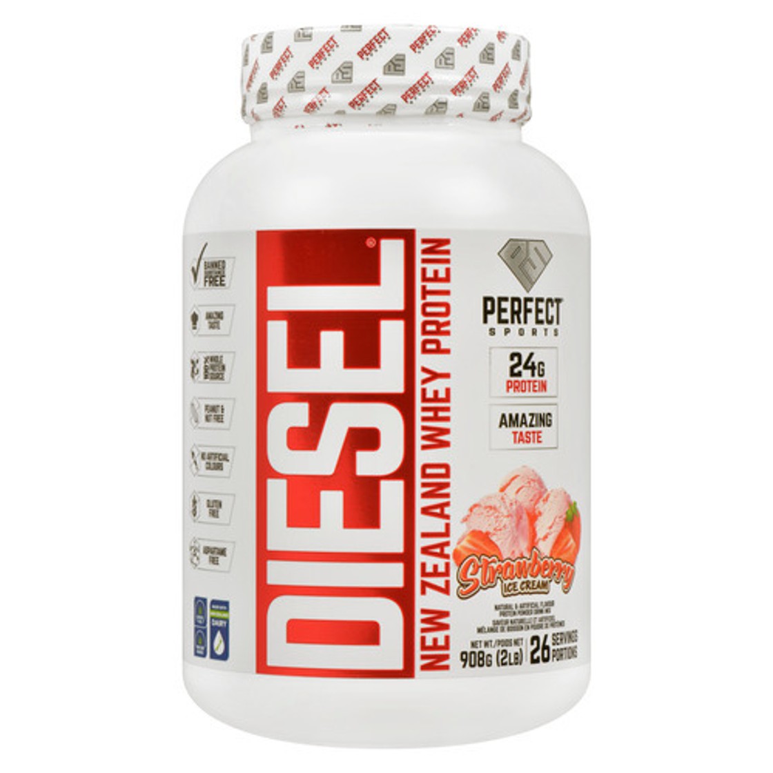 Perfect Sports Diesel Whey Protein Powder Strawberry Ice Cream 908 g ...