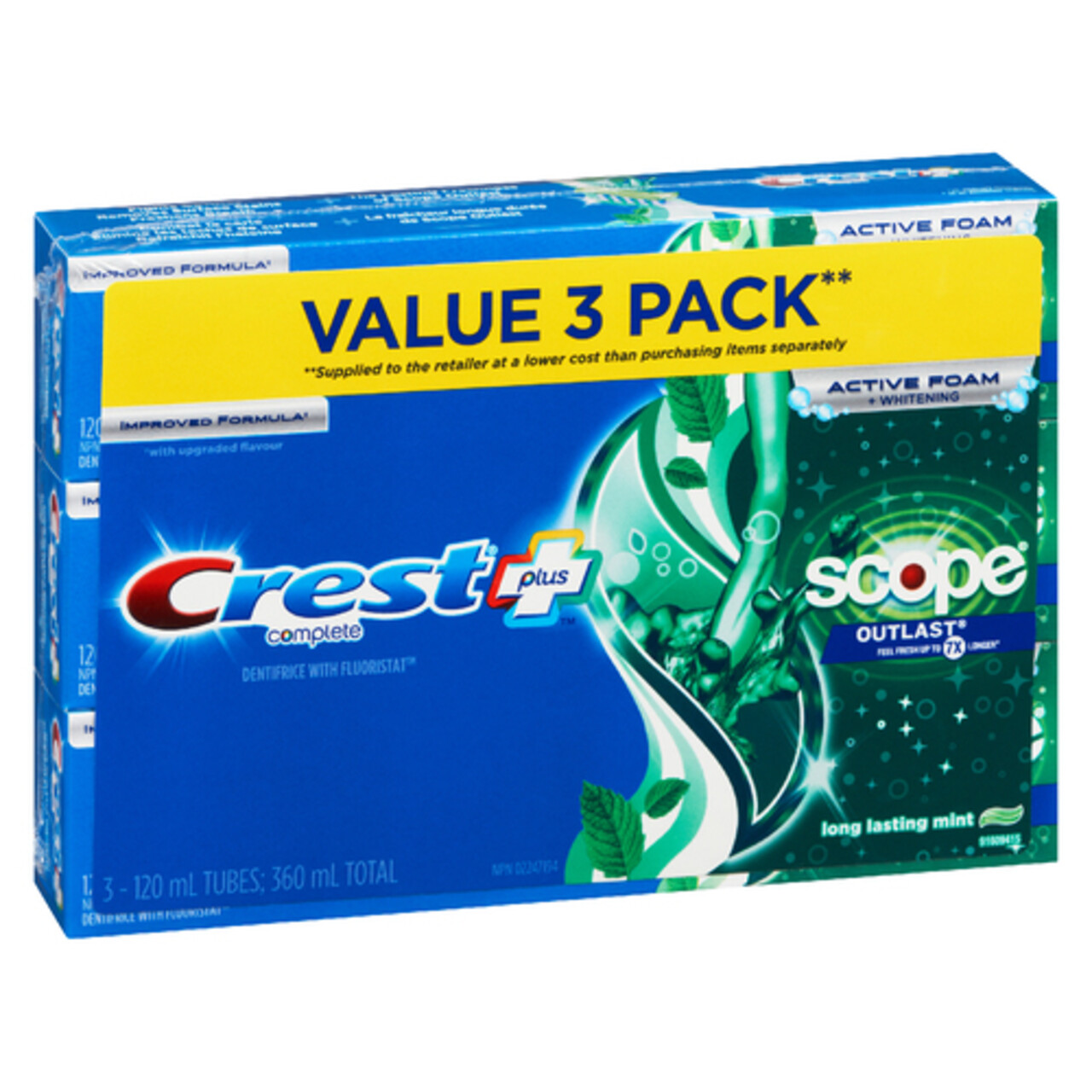 Crest Complete Toothpaste Outlast Long Lasting Mint 3 x 120 ml - Voilà ...