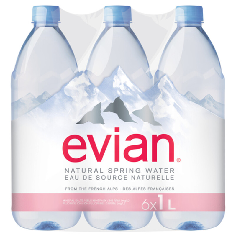 Evian Spring Water Natural 6 x 1 L (bottles) - Voilà Online Groceries & Offers