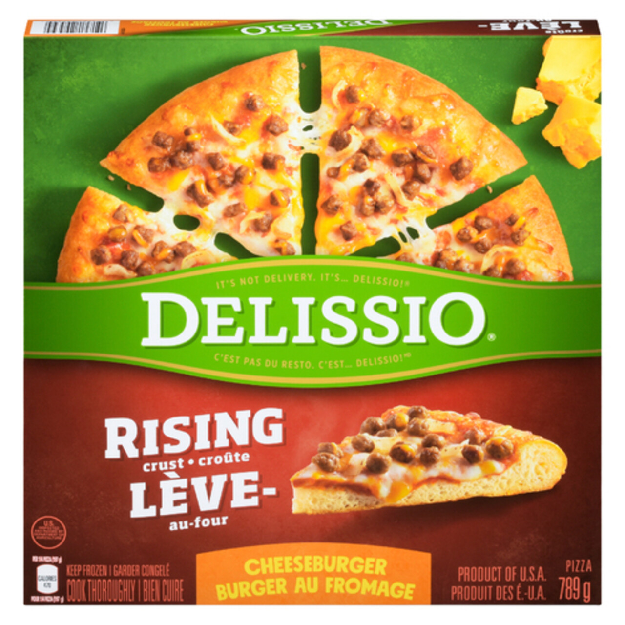 Delissio Frozen Rising Crust Pizza Cheeseburger 12 Inch 789 g - Voilà Online Groceries & Offers