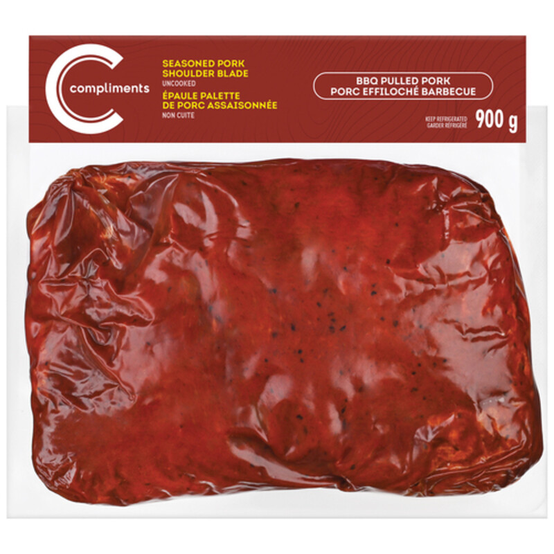 Compliments Seasoned Pulled Pork BBQ 900 g - Voilà Online Groceries & Offers