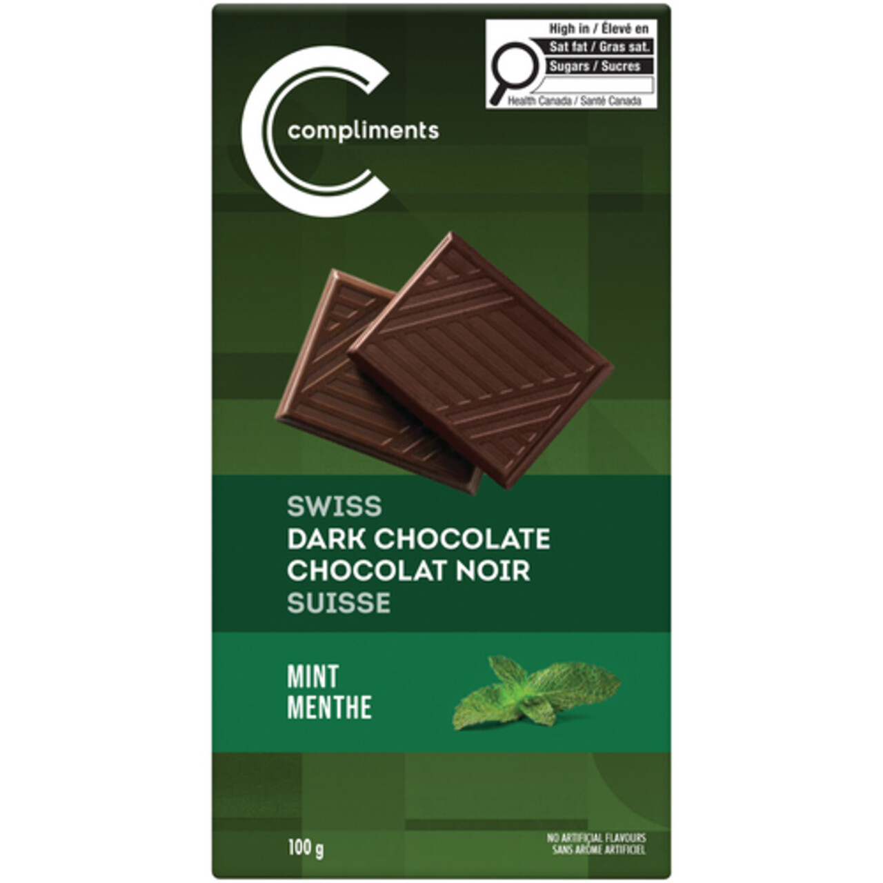 Compliments Swiss Dark Chocolate Bar Mint 100 g - Voilà Online ...