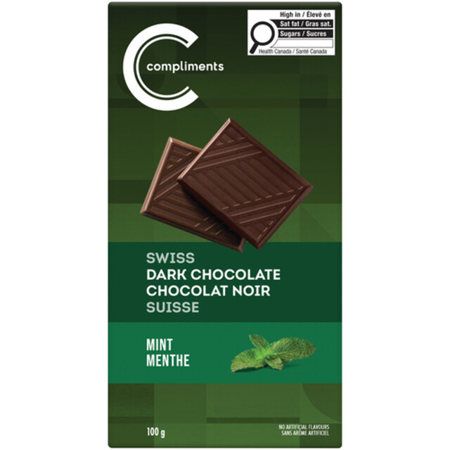 Compliments Swiss Dark Chocolate Bar Mint 100 g - Voilà Online ...