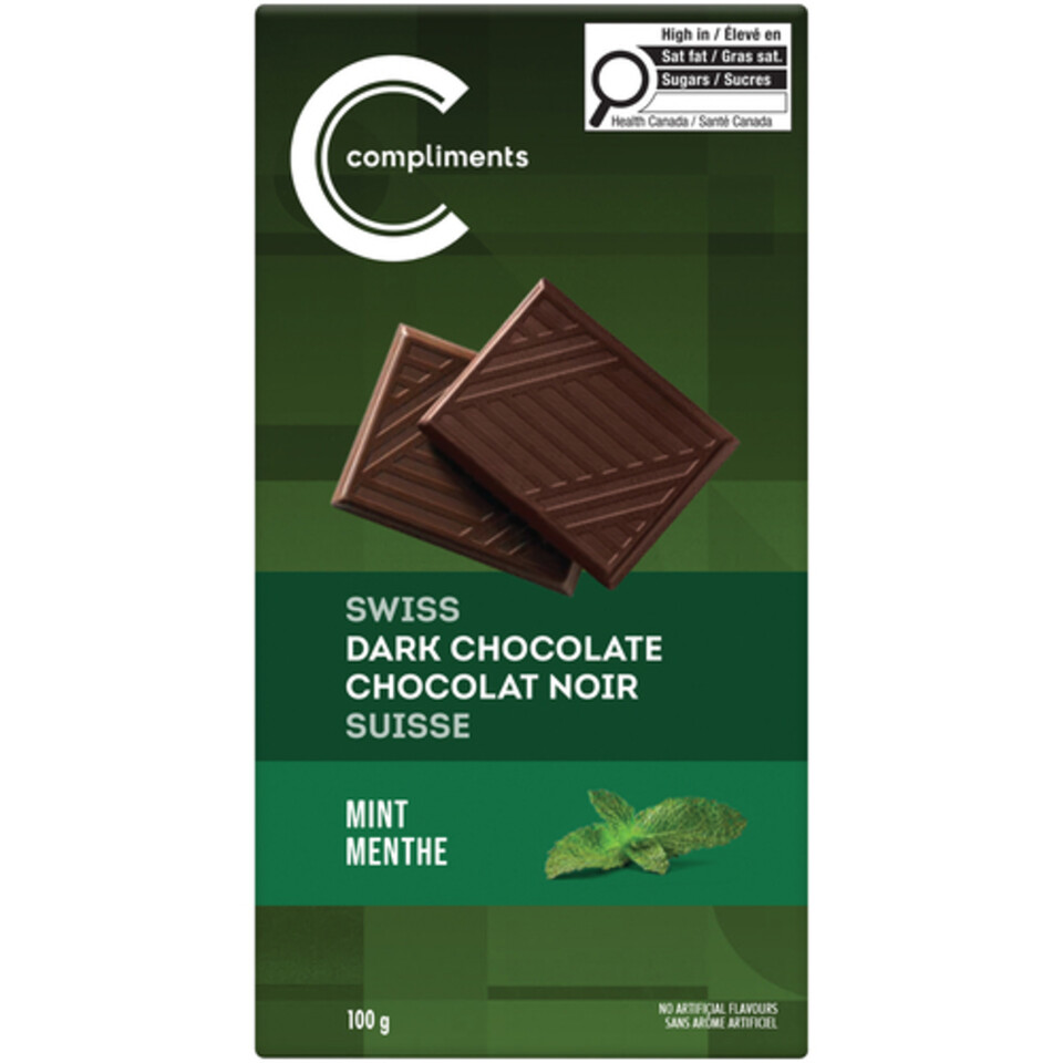 Compliments Swiss Dark Chocolate Bar Mint 100 g - Voilà Online ...