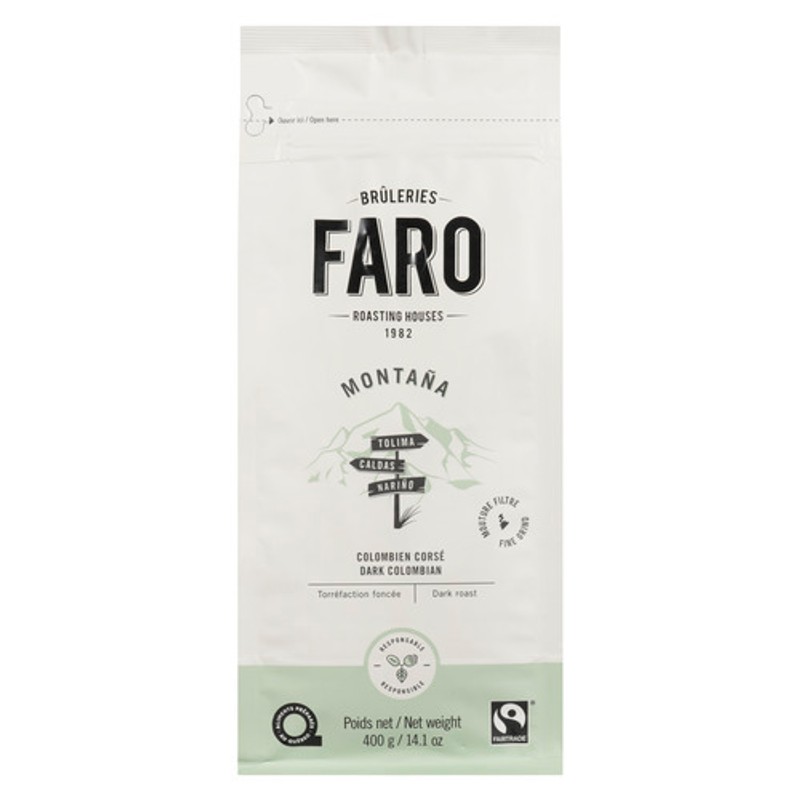 Faro Roasting Houses Coffee Montaña Fine Grind Colombian Dark Roast 400 ...