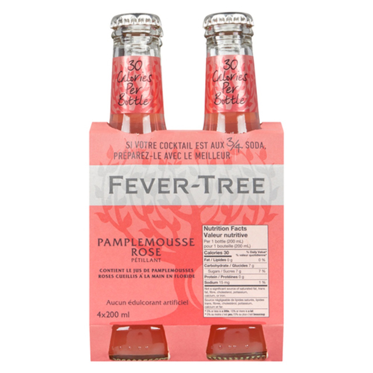 Fever Tree Sparkling Tonic Water Pink Grapefruit 4 x 200 ml (bottles ...