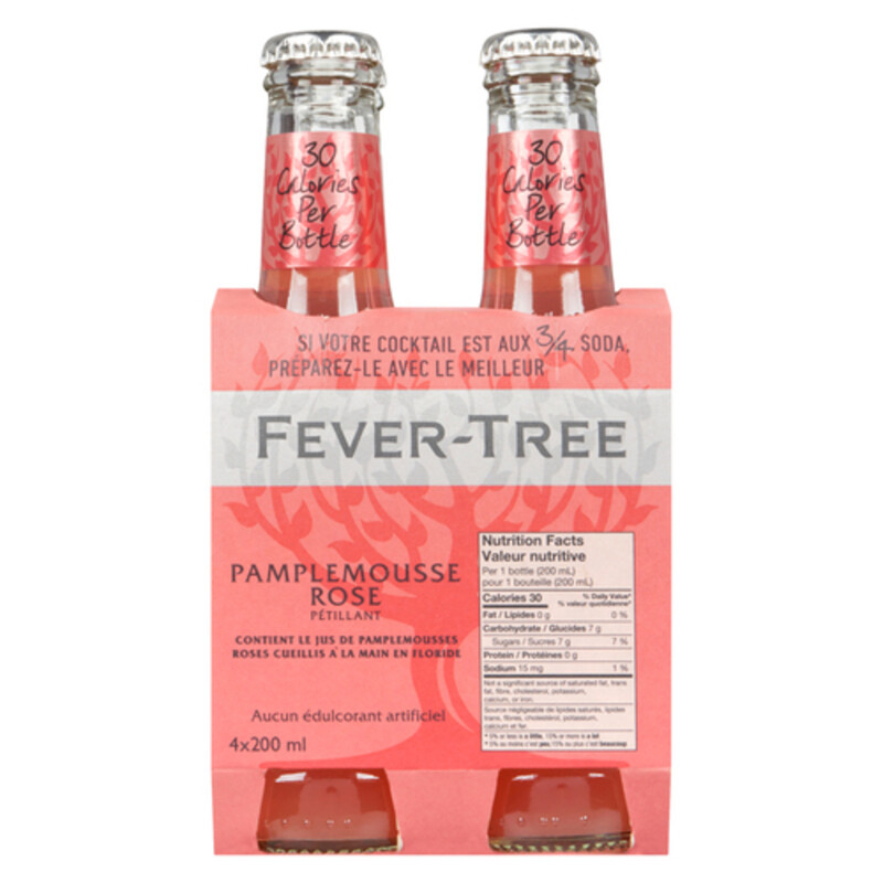 Fever Tree Sparkling Tonic Water Pink Grapefruit 4 x 200 ml (bottles ...