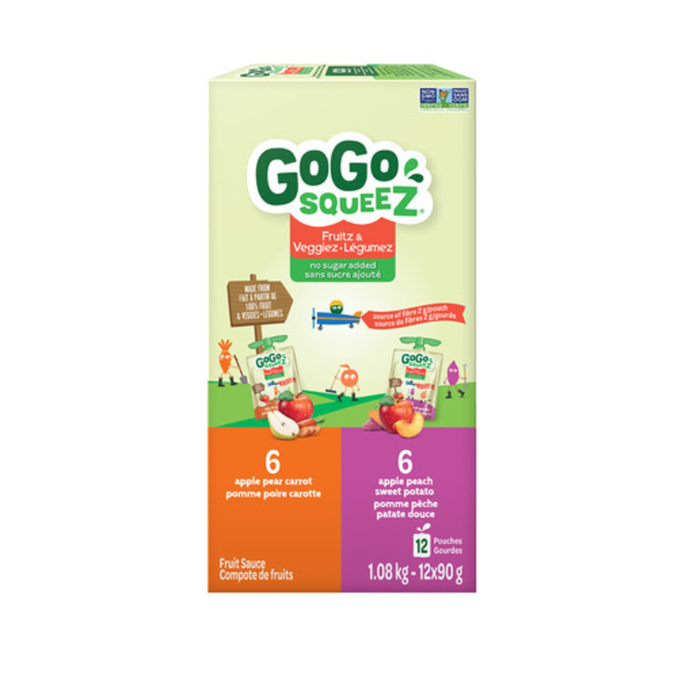 Gogo Squeez Baby Snack Apple Peach Sweet Potato & Apple Pear Carrot 12 ...