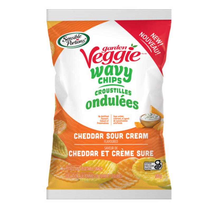 Sensible Portions Garden Veggie Wavy Chips Cheddar Sour Cream 120 g ...