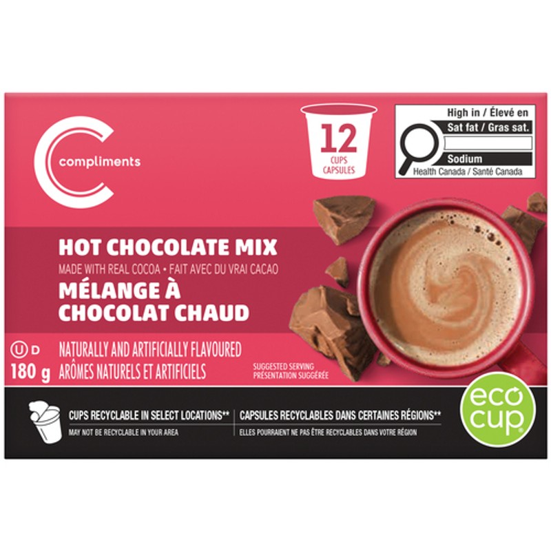 Compliments Hot Chocolate Mix Cups 12 Count - Voilà Online Groceries ...