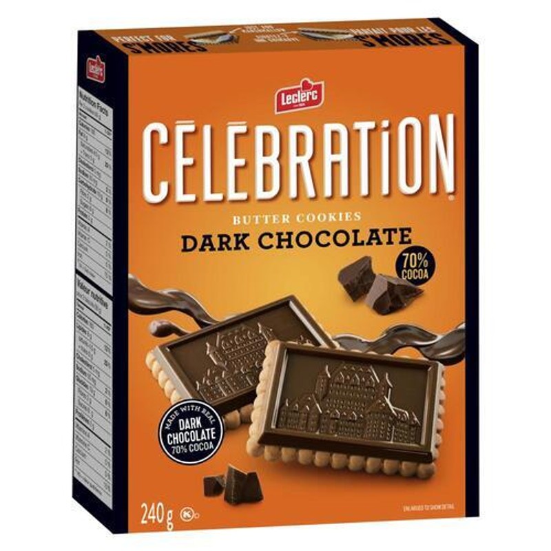Leclerc Celebration Butter Cookies Dark Chocolate 70% Cocoa 240 g ...