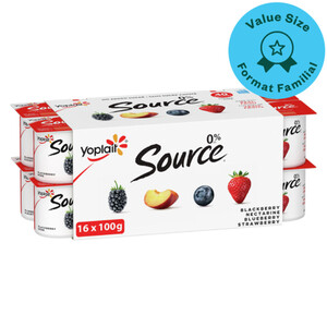 Yoplait Source 0% Smooth Traditional Yogurt Cups Variety Pack 16 x 100 ...