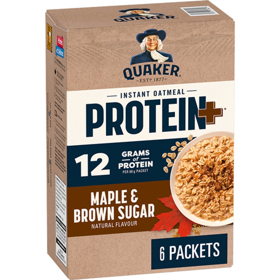 Quaker Protein+ Instant Oatmeal Maple And Brown Sugar 6 Packets 360 g ...