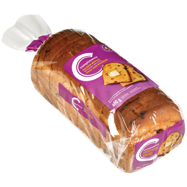 Compliments Raisin Bread 600 g - Voilà Online Groceries & Offers