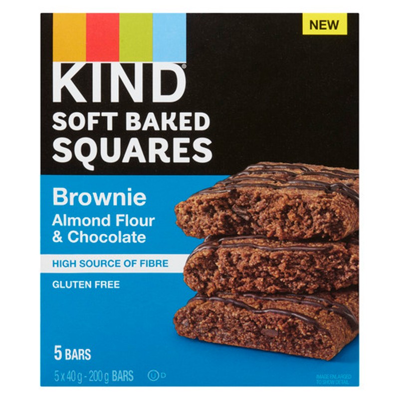 Kind Soft Baked Squares Bar Brownie Almond Flour And Chocolate 5 x 40 g ...