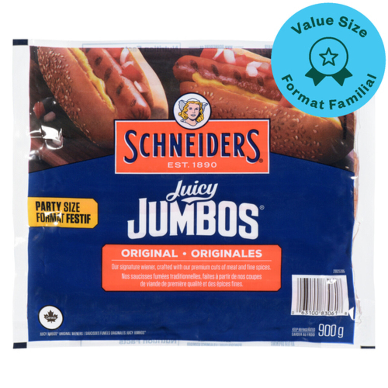 Schneiders Juicy Jumbos Hot Dogs Original Family Pack 900 g - Voilà ...