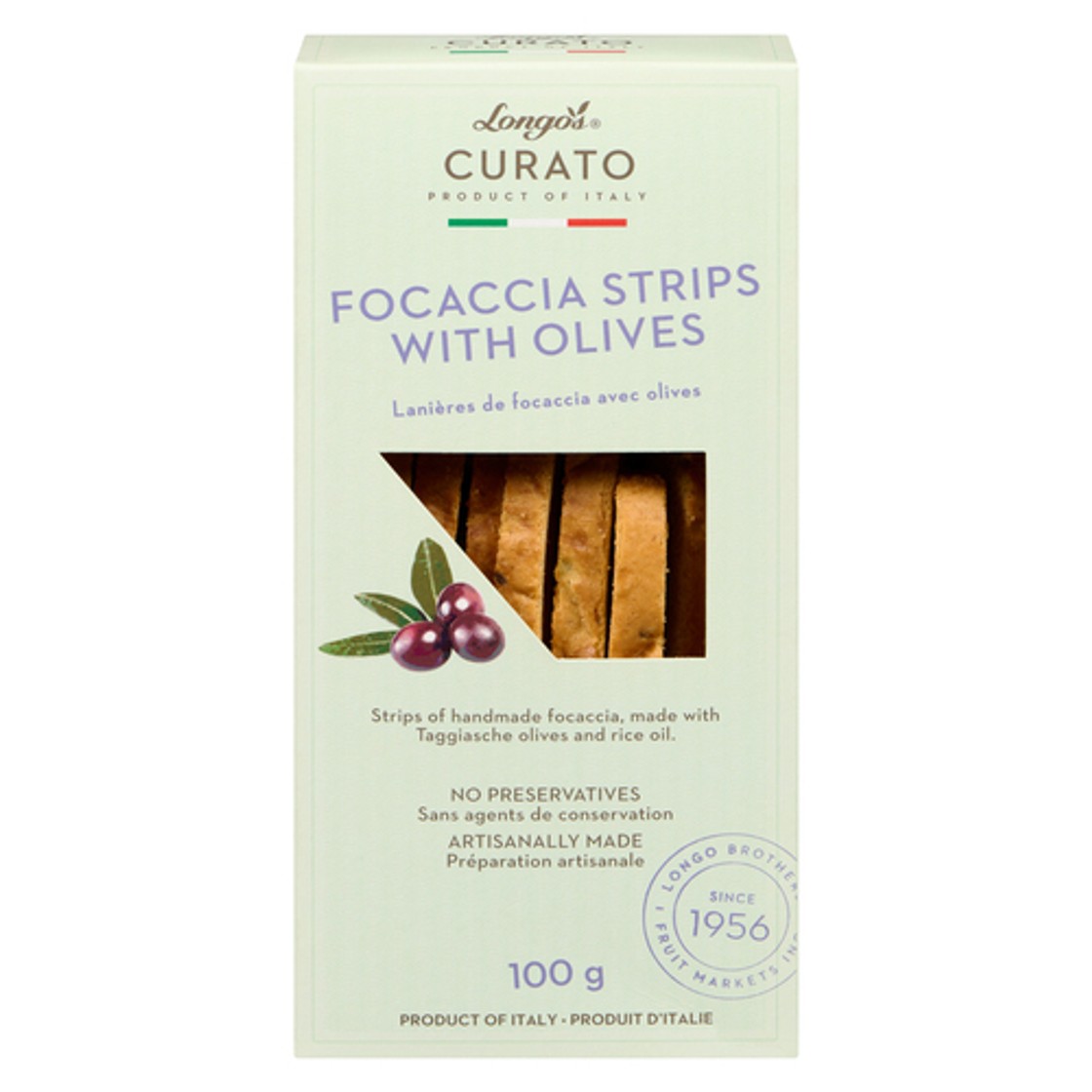 Longo's Curato Focaccia Bread Olive 100 g - Voilà Online Groceries & Offers