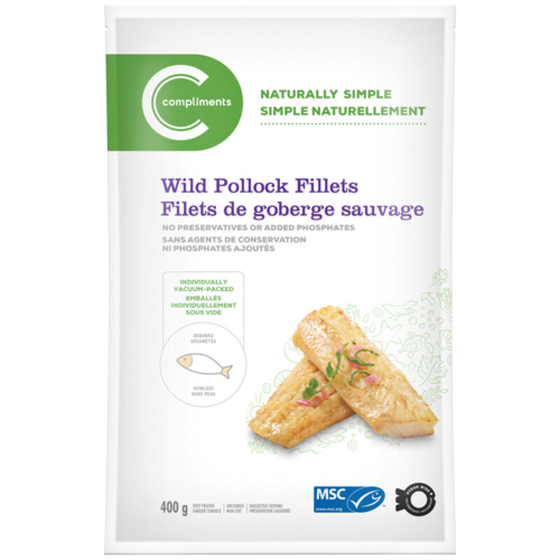 Compliments Naturally Simple Frozen Wild Pollock Fillets 400 g - Voilà ...