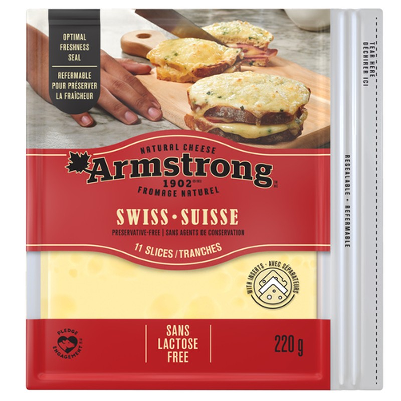 Armstrong Lactose-Free Sliced Cheese Swiss 11 Slices 220 g - Voilà ...