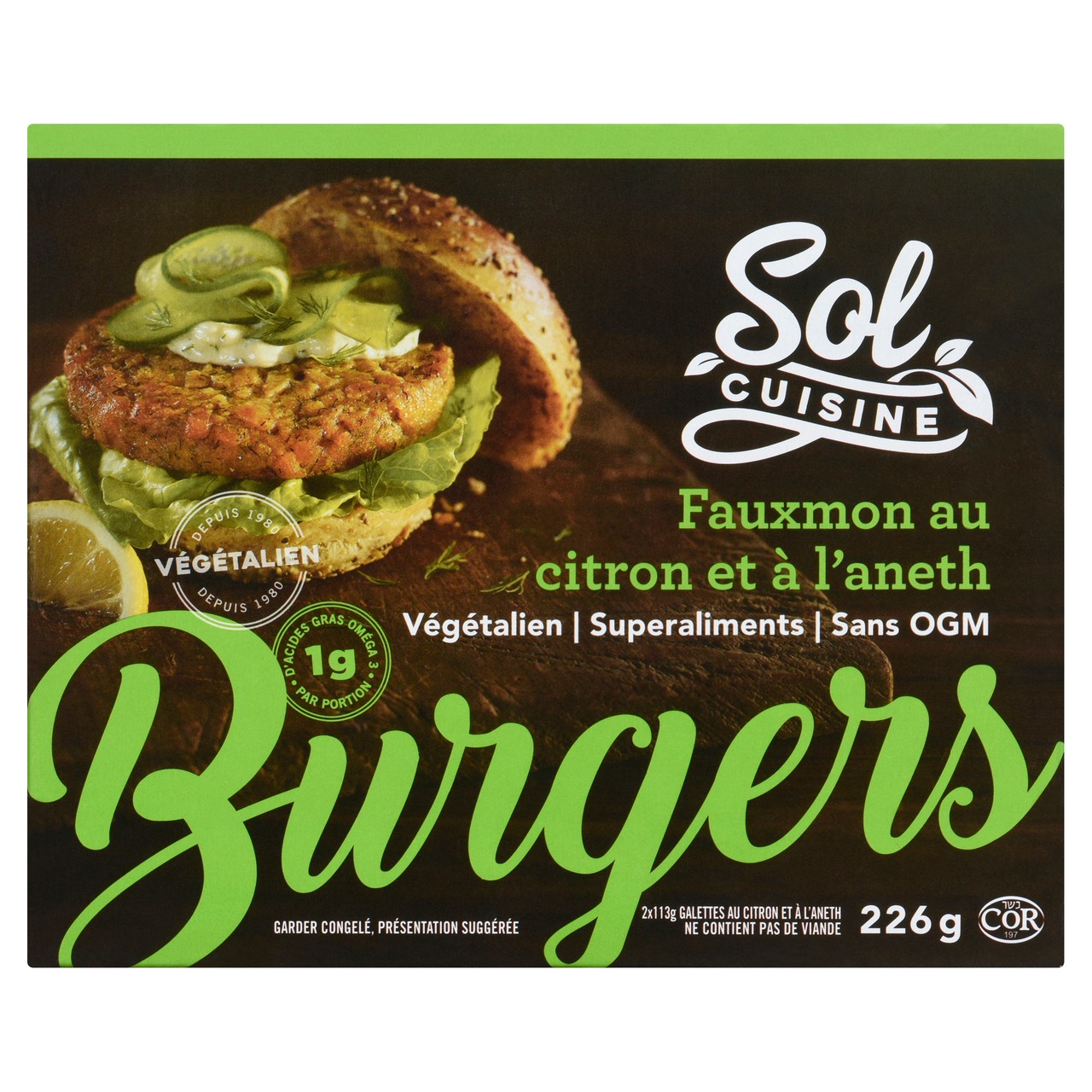 Sol Cuisine Frozen Vegan Burgers Lemon Dill Salm'n 226 g - Voilà Online ...