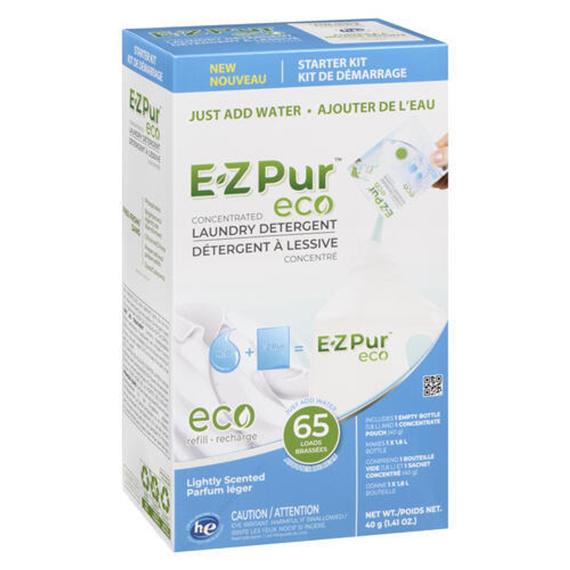 EZ Pur Eco Starter Kit Laundry Detergent Lightly Scented 65 Loads ...