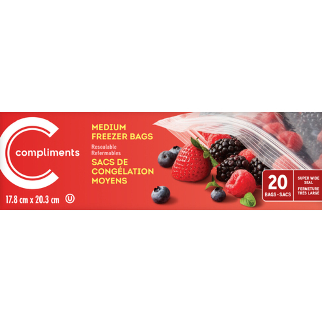 Compliments Freezer Bags Medium 20 Count - Voilà Online Groceries & Offers